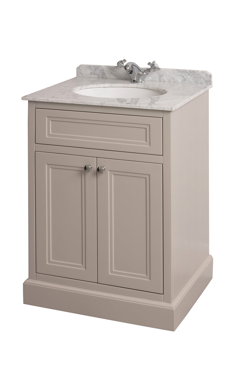 Charlotte Traditional 600mm Vanity Unit Stone White with White Marble ...